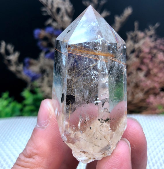 Rocks & Geodes Home & Living Rare Clear Golden Rutilated Inclusions ...