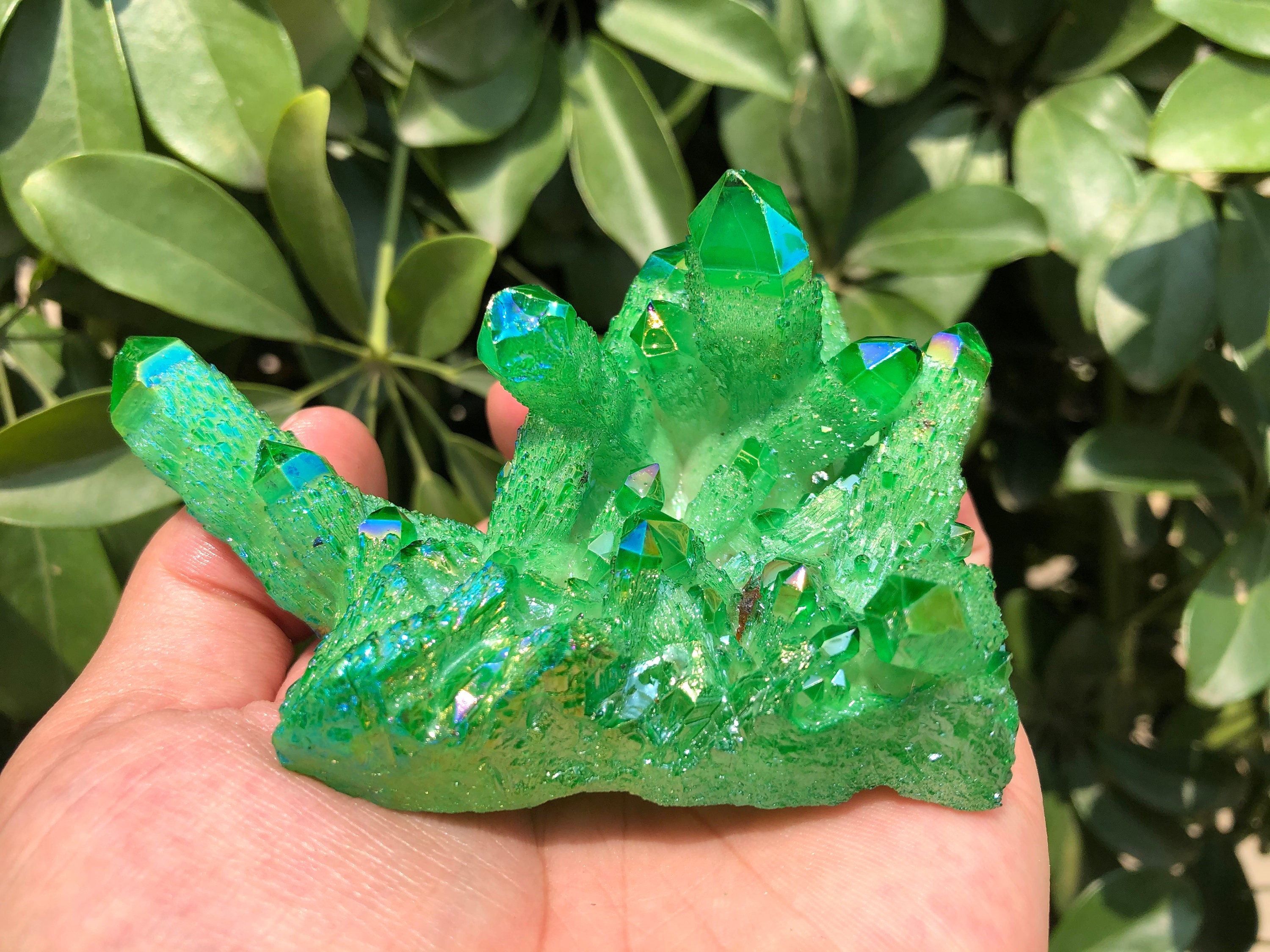 Aura Green Quartz Crystal Cluster/Angel Aura Quartz Crystal | Etsy