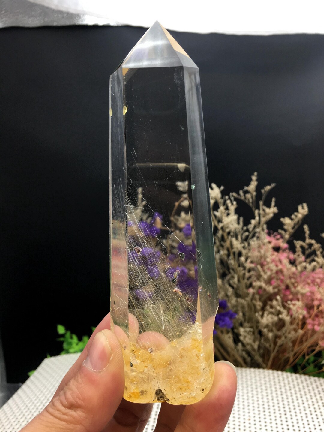 Rare Clear Golden Rutilated Inclusions Quartz Point/crystal Tower/gold ...