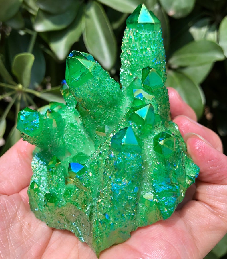 Aura Green Quartz Crystal Cluster/angel Aura Quartz Crystal - Etsy