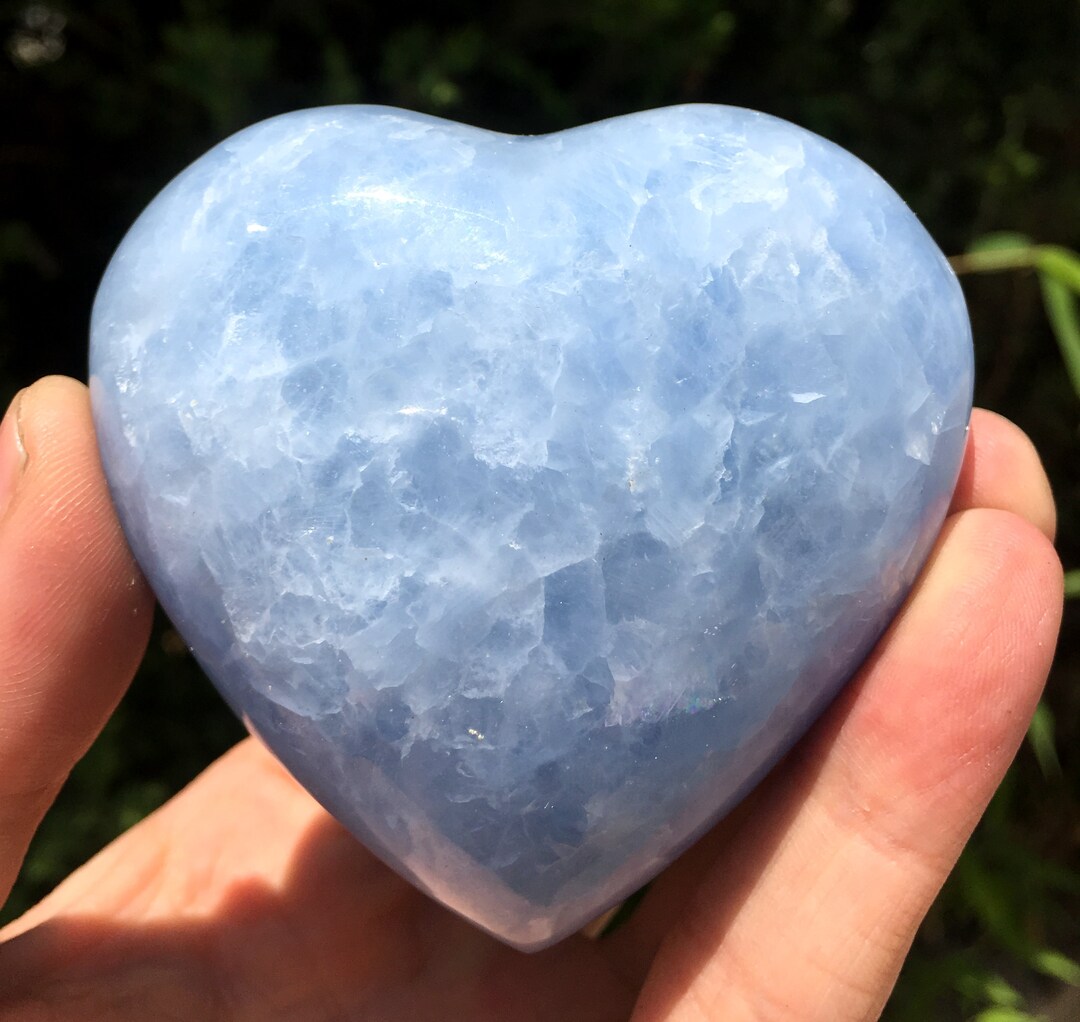 Large Natural Blue Celestite Crystal Quartz Heart/kyanite Love/crystal ...
