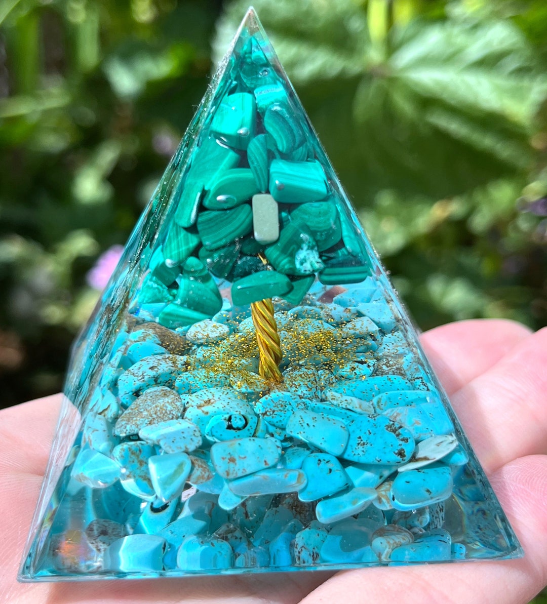 Tree of Life Turquoise+malachite Orgone Pyramid/pyramid Orgonite ...