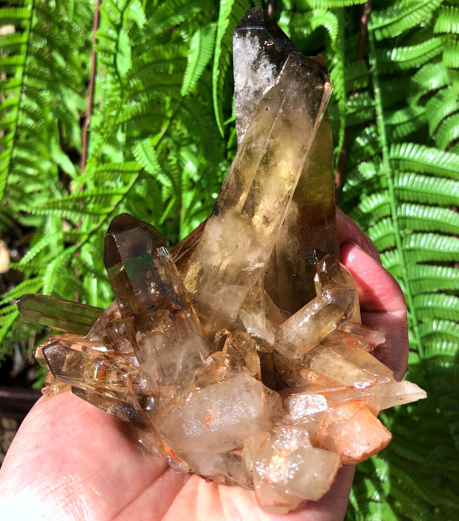 Top Raw Smoky Crystal+yellow Crystal Cluster/black Quartz Cluster ...