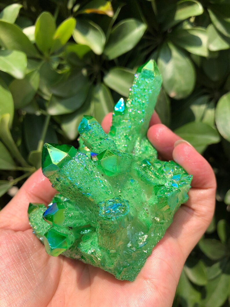 Aura Green Quartz Crystal Cluster/angel Aura Quartz Crystal - Etsy