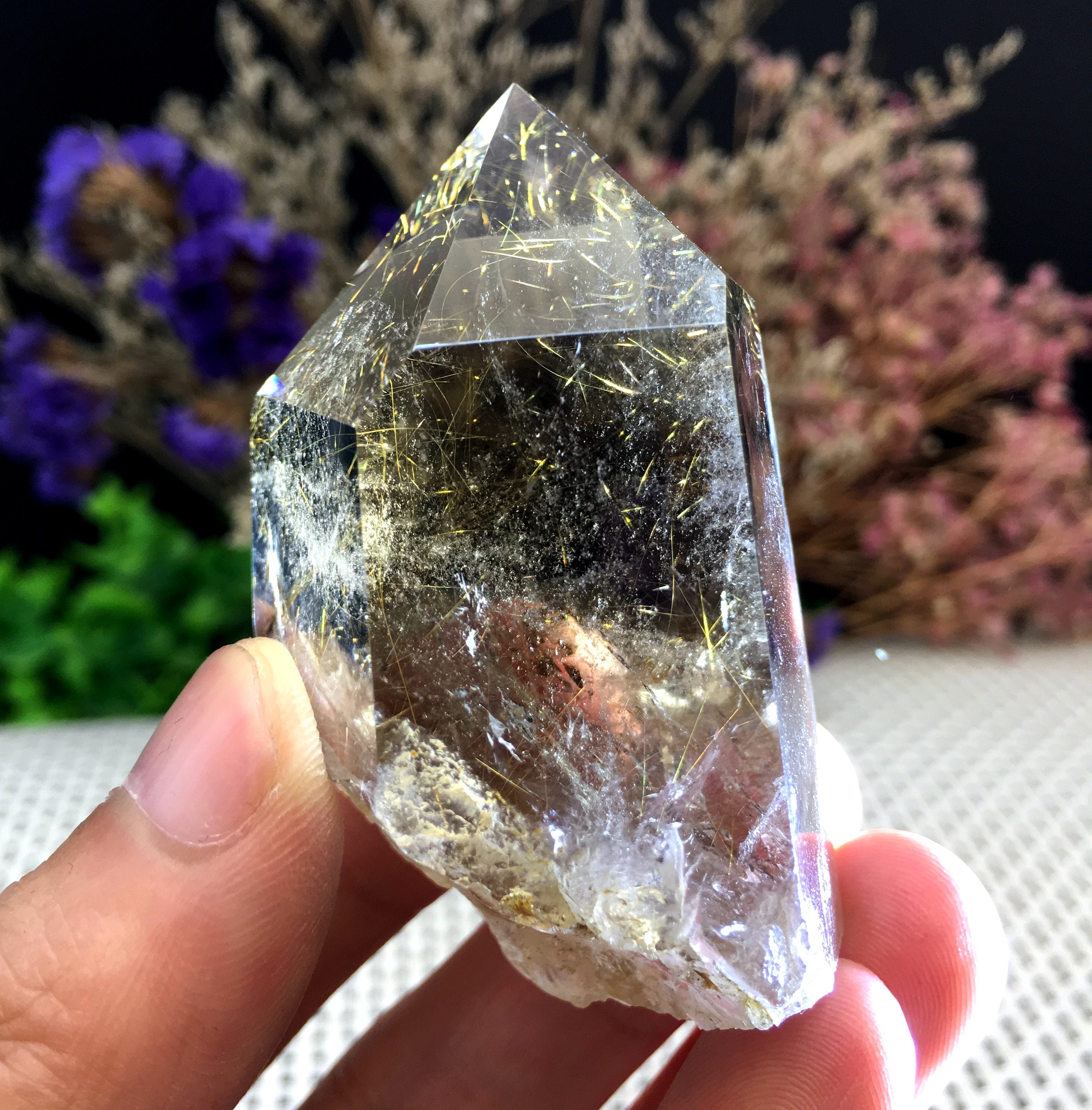 Rare Clear Golden Rutilated Inclusions Quartz Point/crystal Tower/gold ...