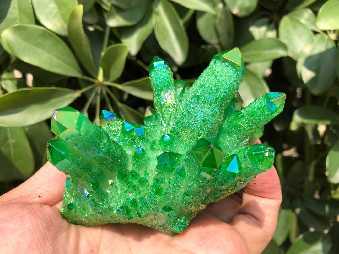 Aura Green Quartz Crystal Cluster/angel Aura Quartz Crystal Cluster ...