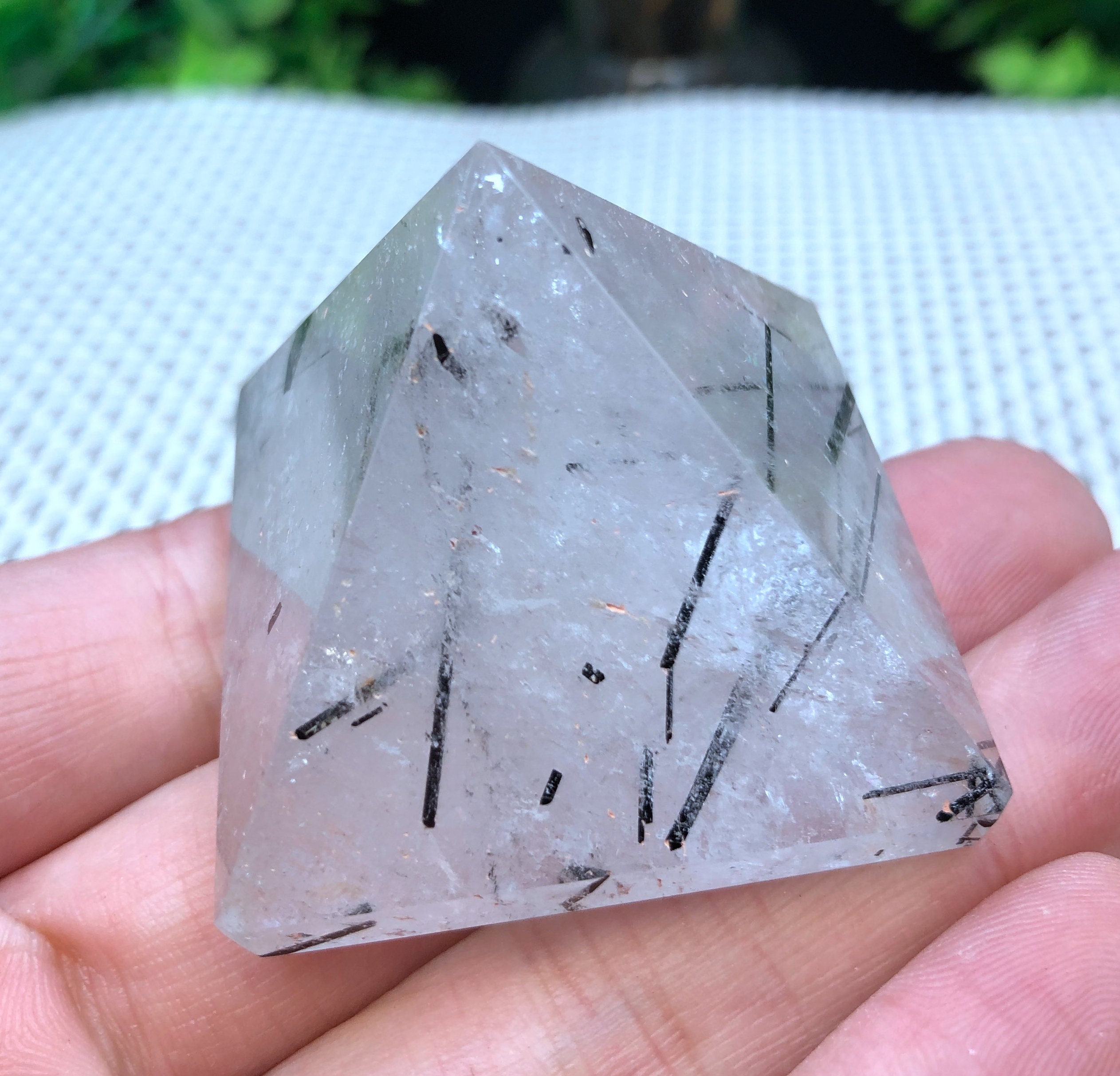 Natürliche schwarze Turmalin rutilated Quarz Pyramide/schwarz Turmalin ...
