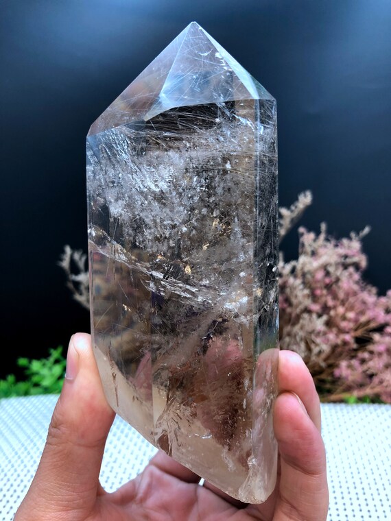 Rocks & Geodes Home & Living Home Décor Rare Clear Golden Rutilated ...