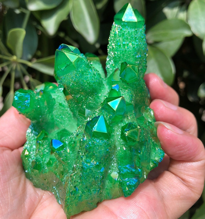 Aura Green Quartz Crystal Cluster/angel Aura Quartz Crystal - Etsy