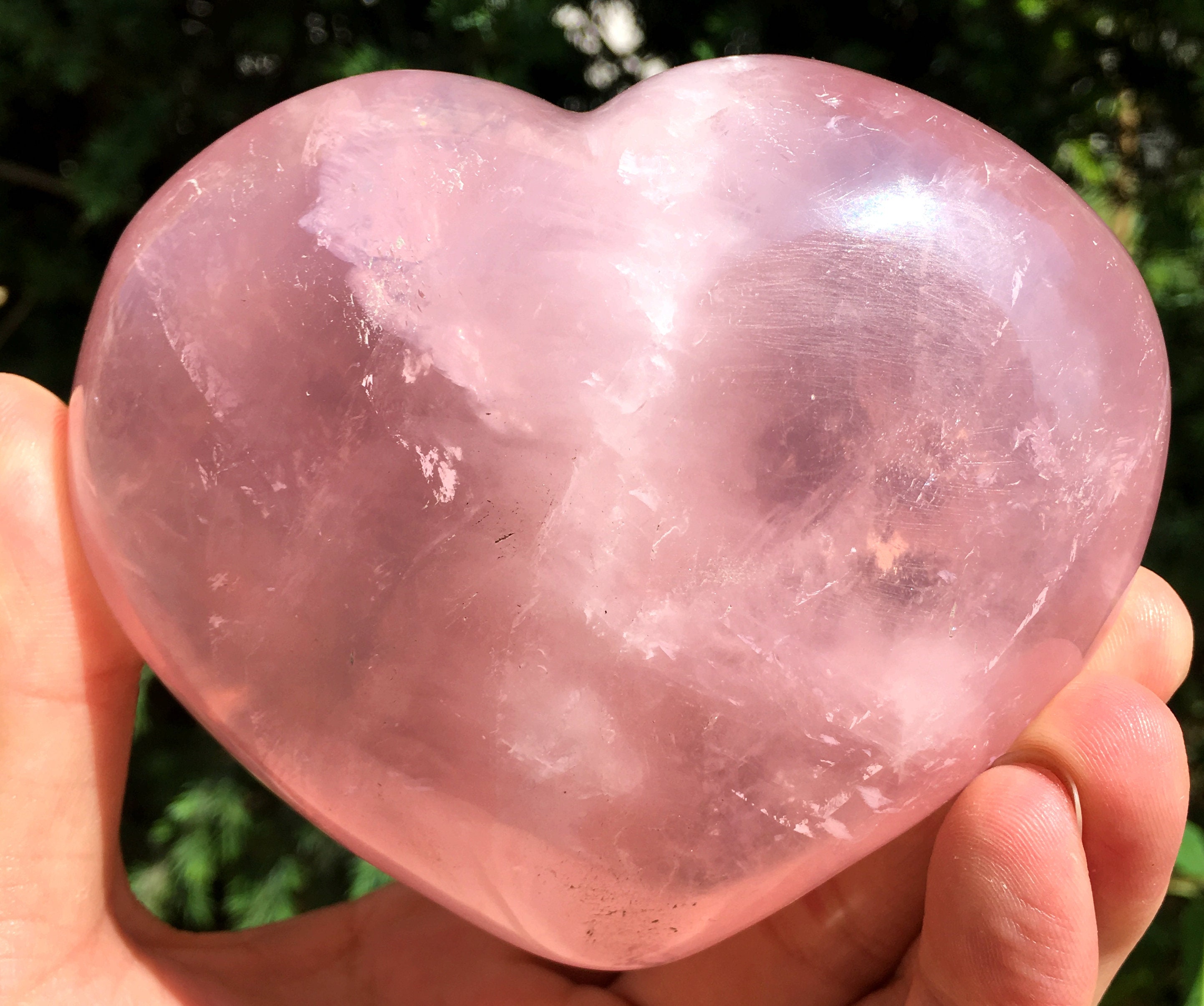 Natural Clear Rainbow Rose Quartz Crystal heart/Pink Quartz | Etsy