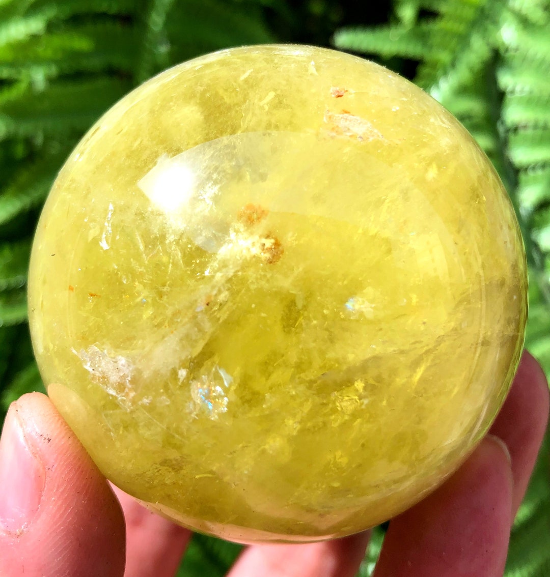 Natural Large Transparent Headed Yellow Citrine Crystal Quartz Sphere ...