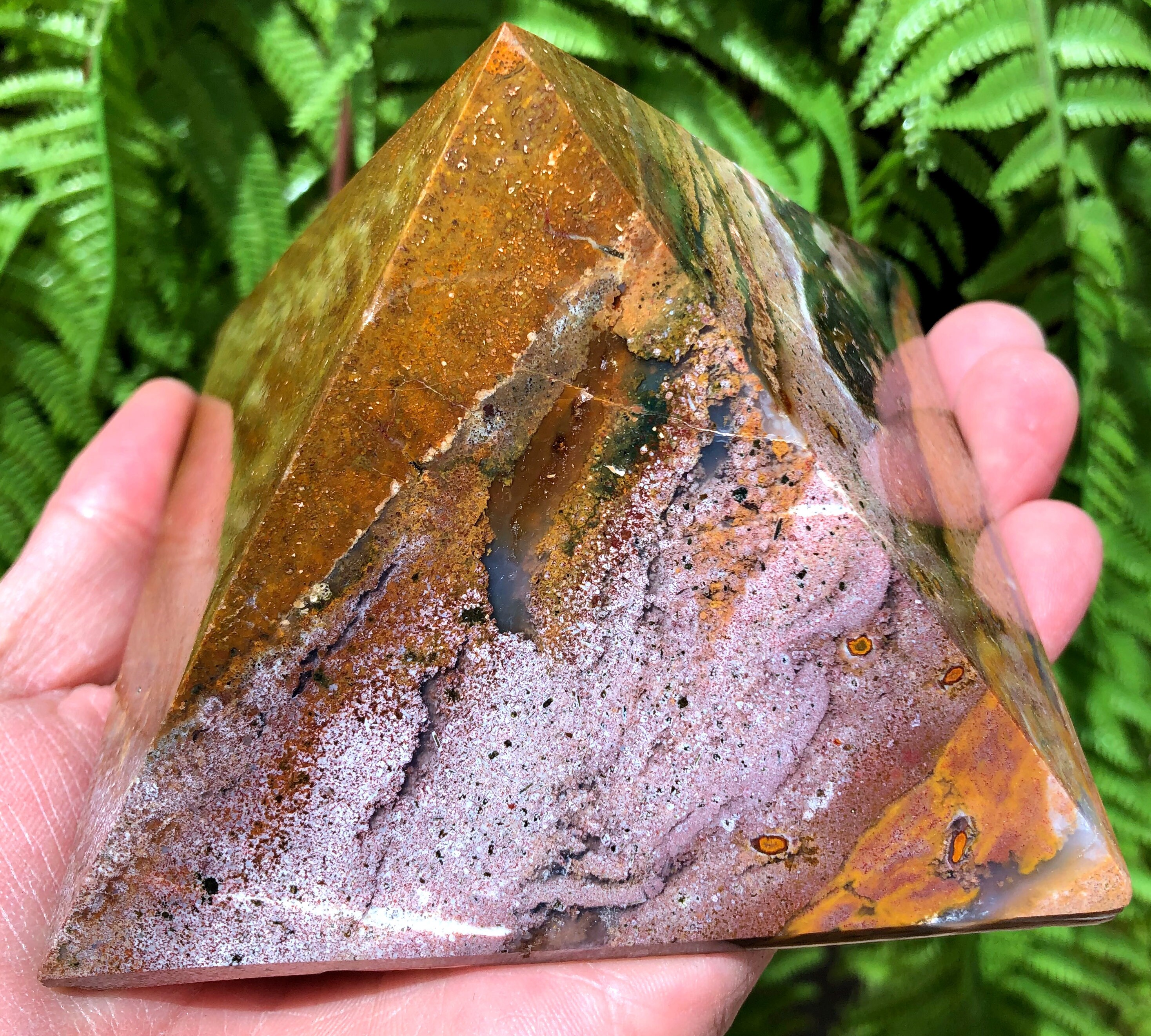 Natural Ocean Jasper Pyramid/natural Ocean Jasper Tower/tumbled ...