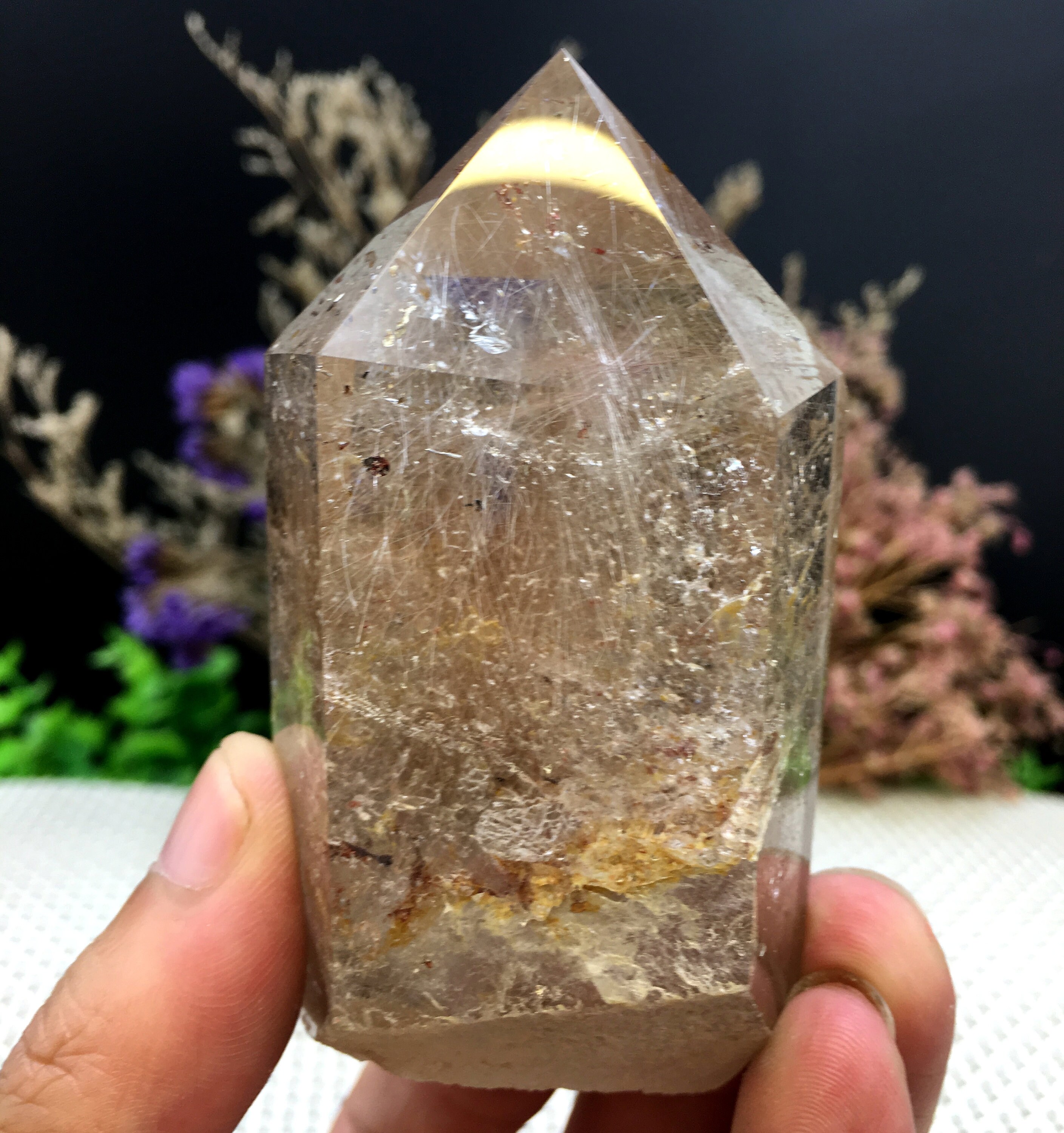 Rocks & Geodes Home & Living Rare Clear Golden Rutilated Inclusions ...