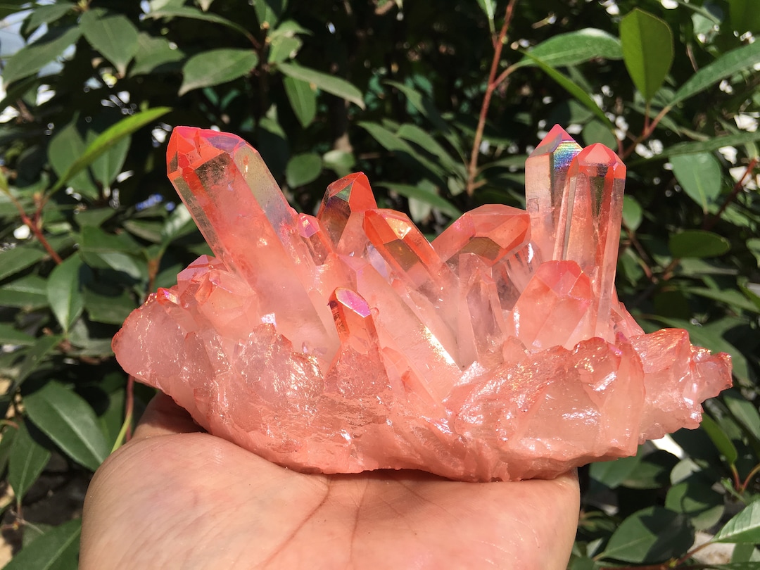 Aura Pink Quartz Crystal Cluster/angel Aura Quartz Crystal Cluster ...