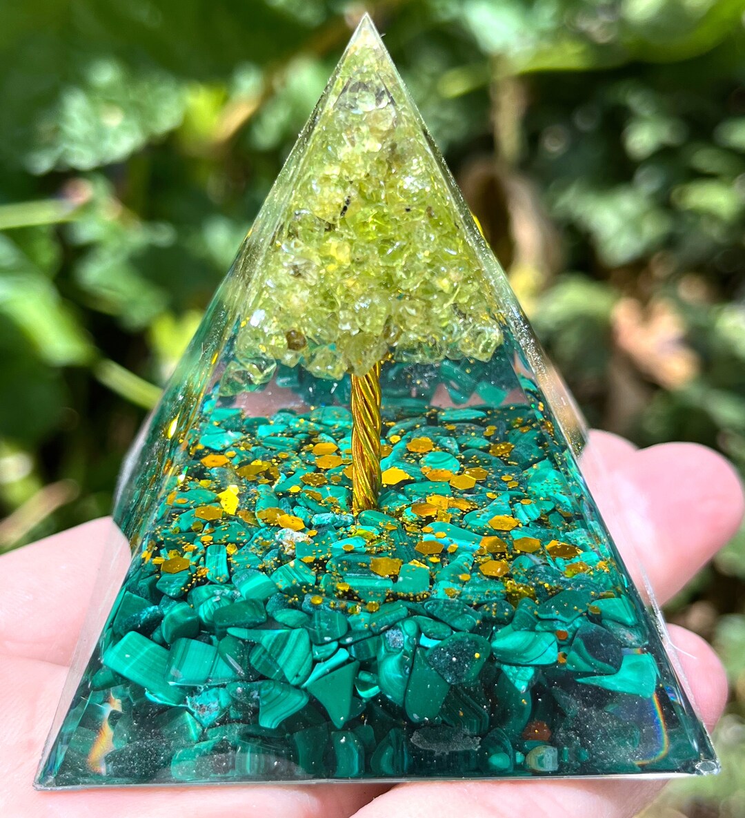 Tree of Life Peridot With+malachite Orgone Pyramid/crystal Pyramid ...