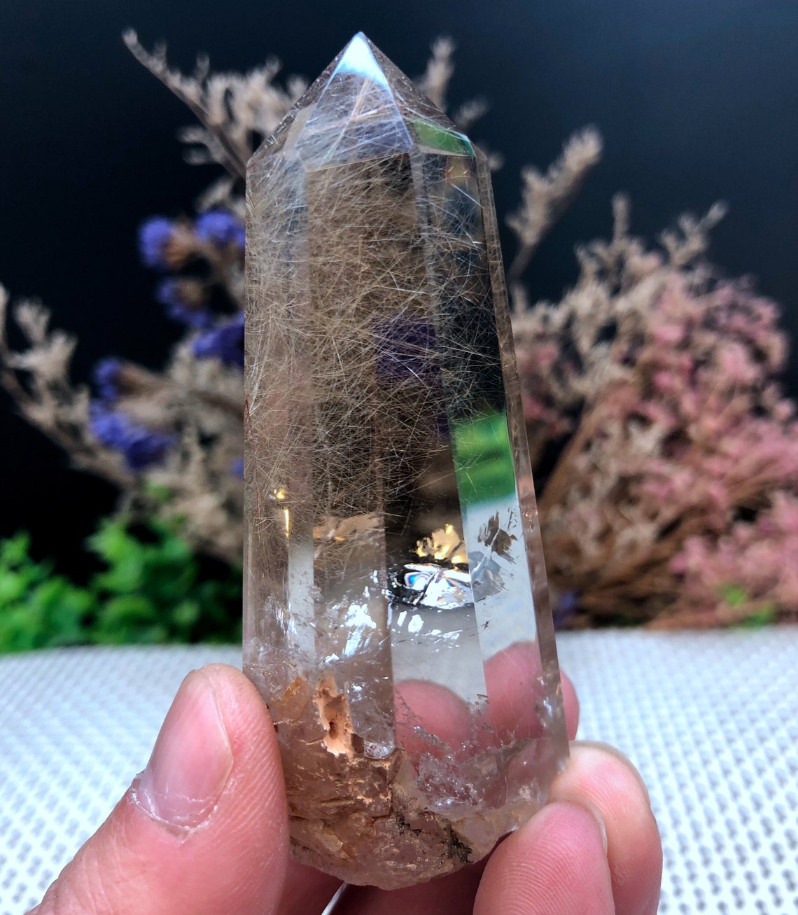 Rare Clear Golden Rutilated Inclusions Quartz Point/crystal Tower/gold ...