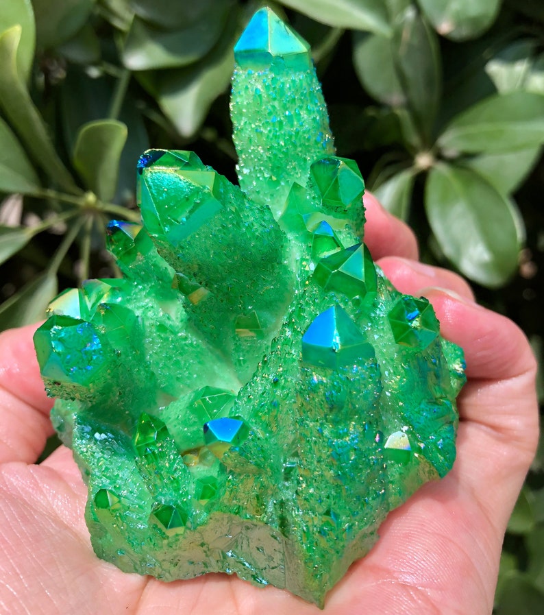 Aura Green Quartz Crystal Cluster/angel Aura Quartz Crystal - Etsy