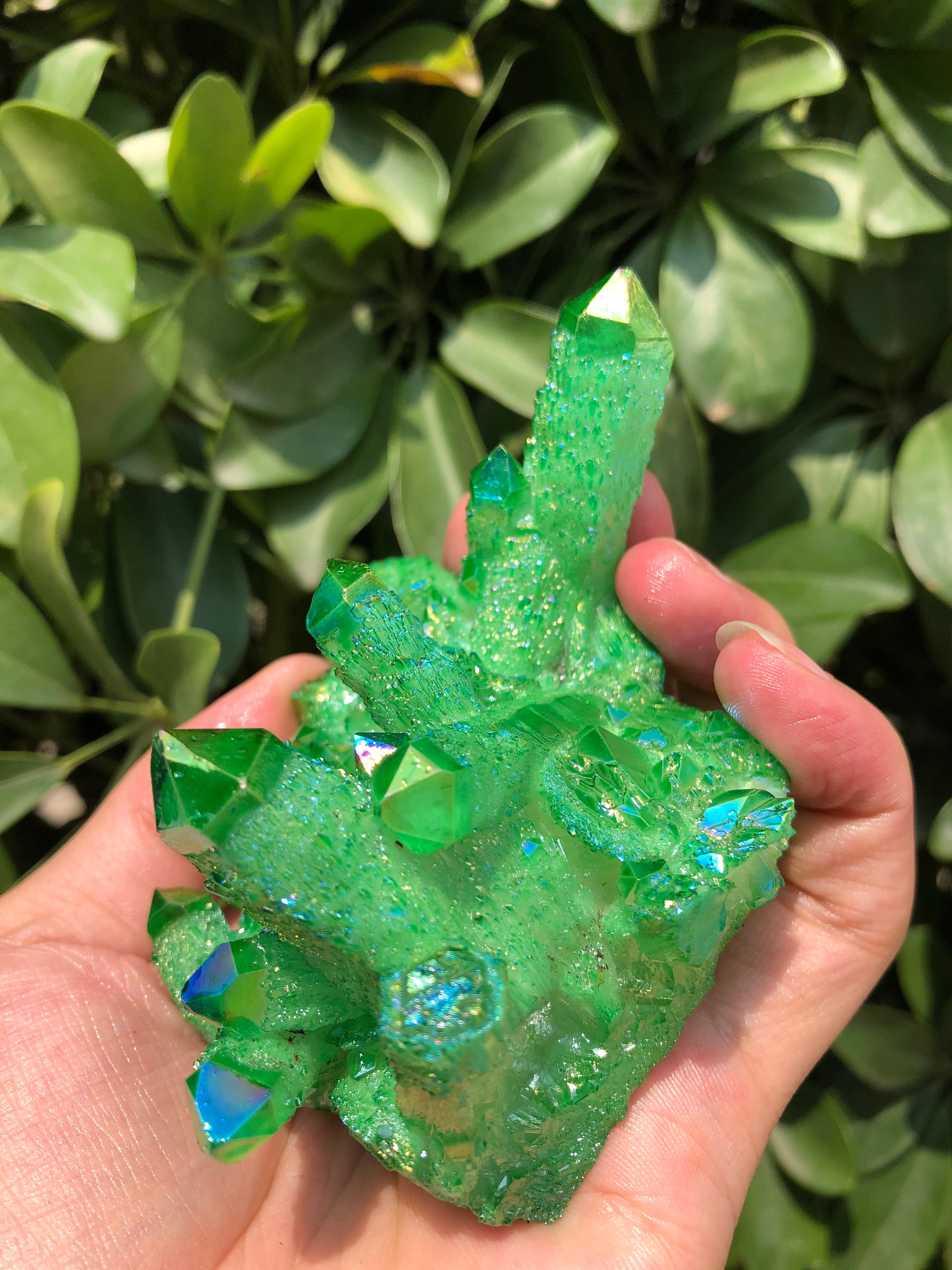 Aura Green Quartz Crystal Cluster/Angel Aura Quartz Crystal | Etsy