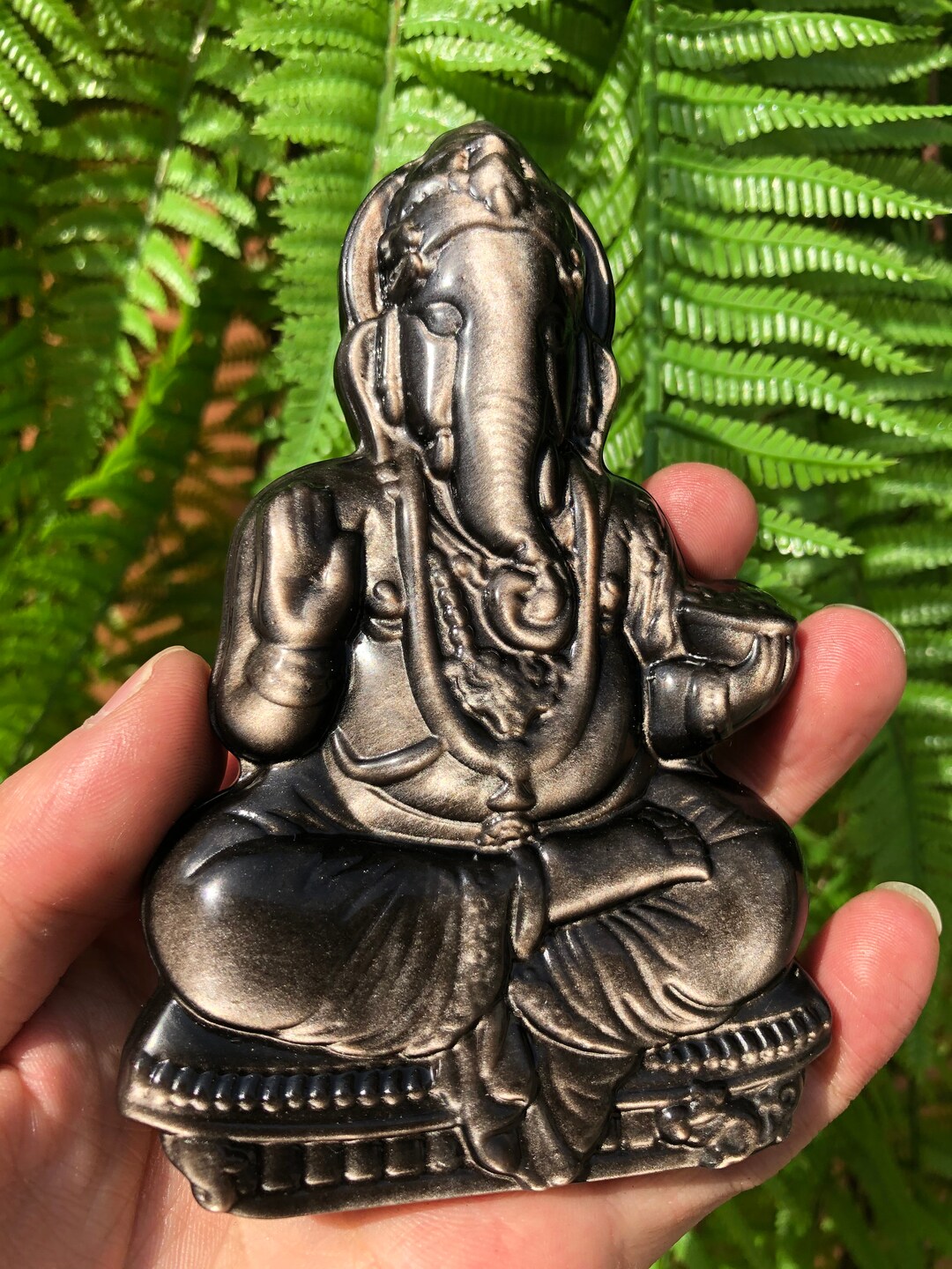 Hand Carved Gold Sheen Obsidian Crystal Quartz Buddha Statue/large ...