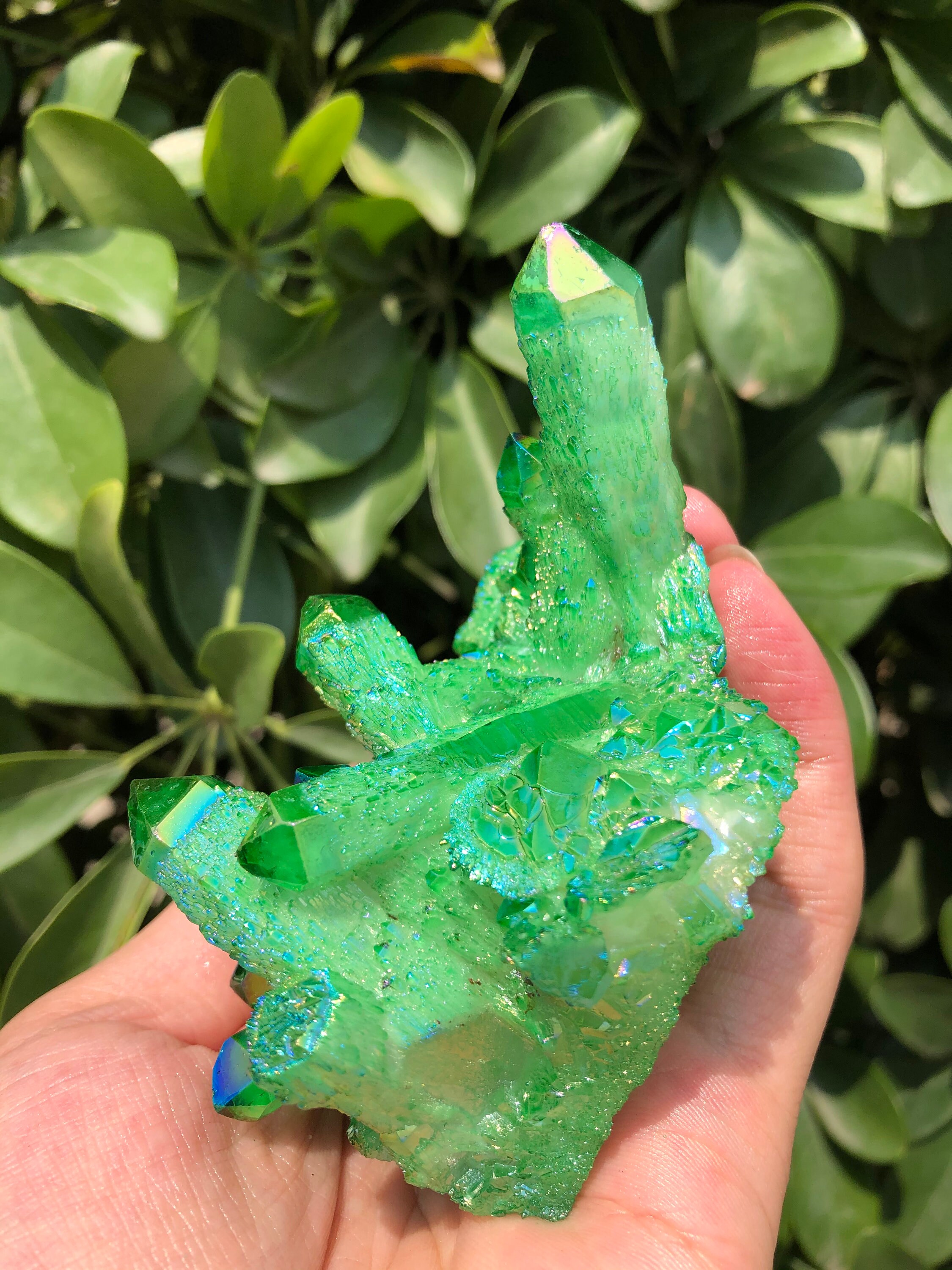 Aura Green Quartz Crystal Cluster/Angel Aura Quartz Crystal | Etsy