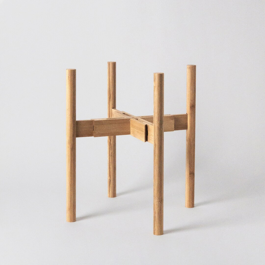 Adjustable Bamboo Plant Stand | Mid Century Natural Light Brown Plant ...