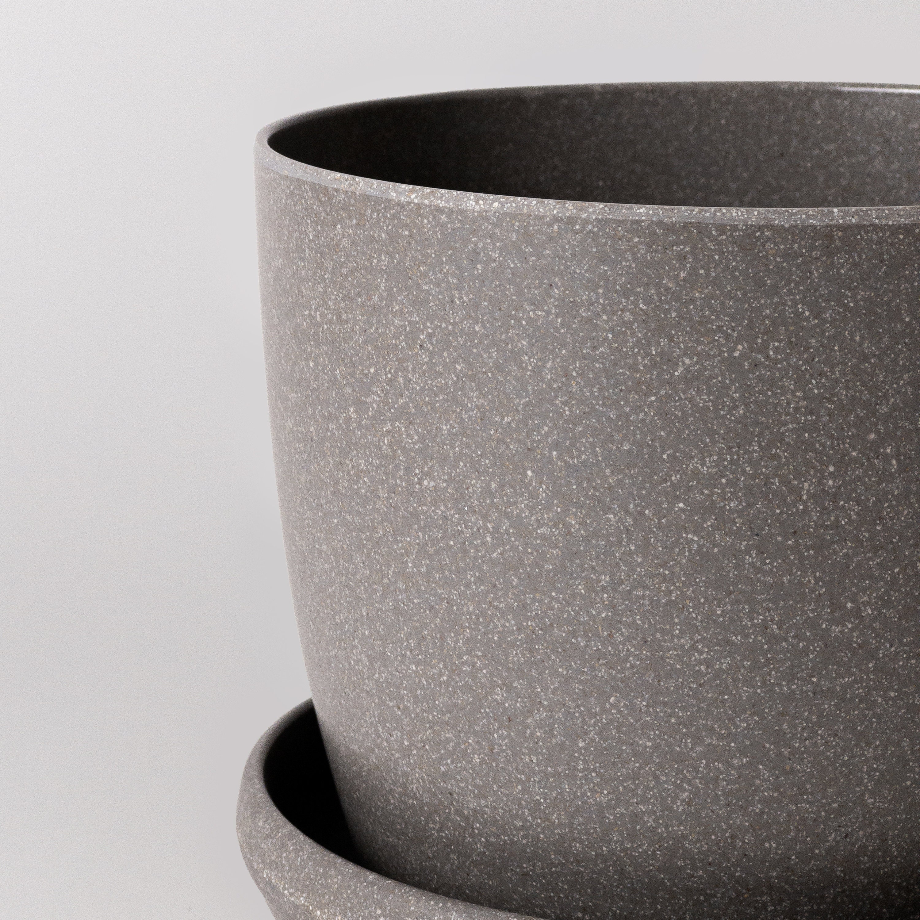 7" Grey Plant Pot | Planter Pot With Saucer | Plant Pot With Drainage ...
