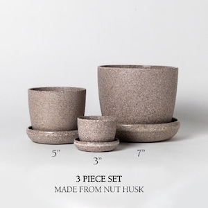 3 Set Planter Pots | Plant Pot With Drainage Hole & Saucers | Indoor ...