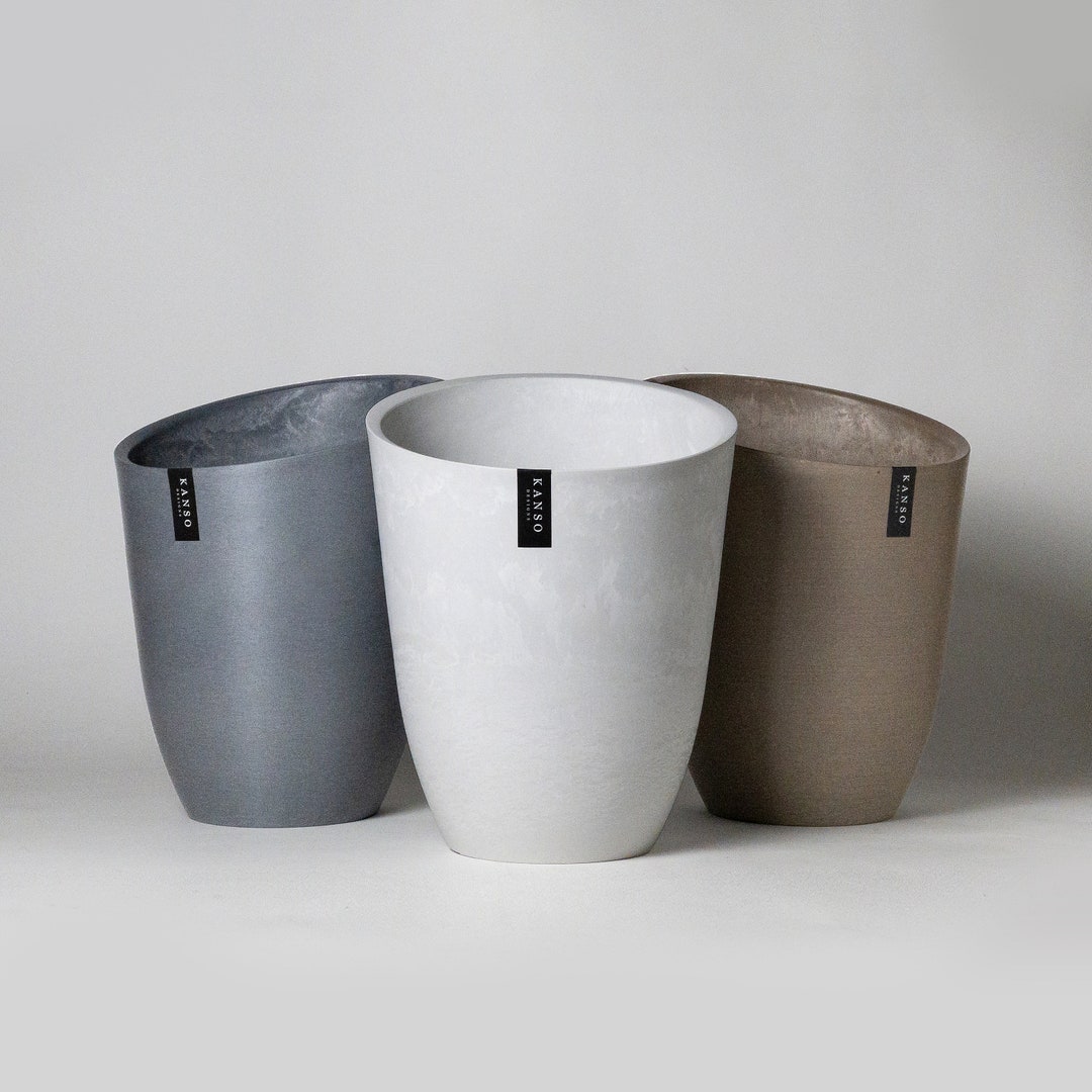 11 Inch Funnel Tall Planter Pot With Drainage Hole & Plug | Minimalist ...