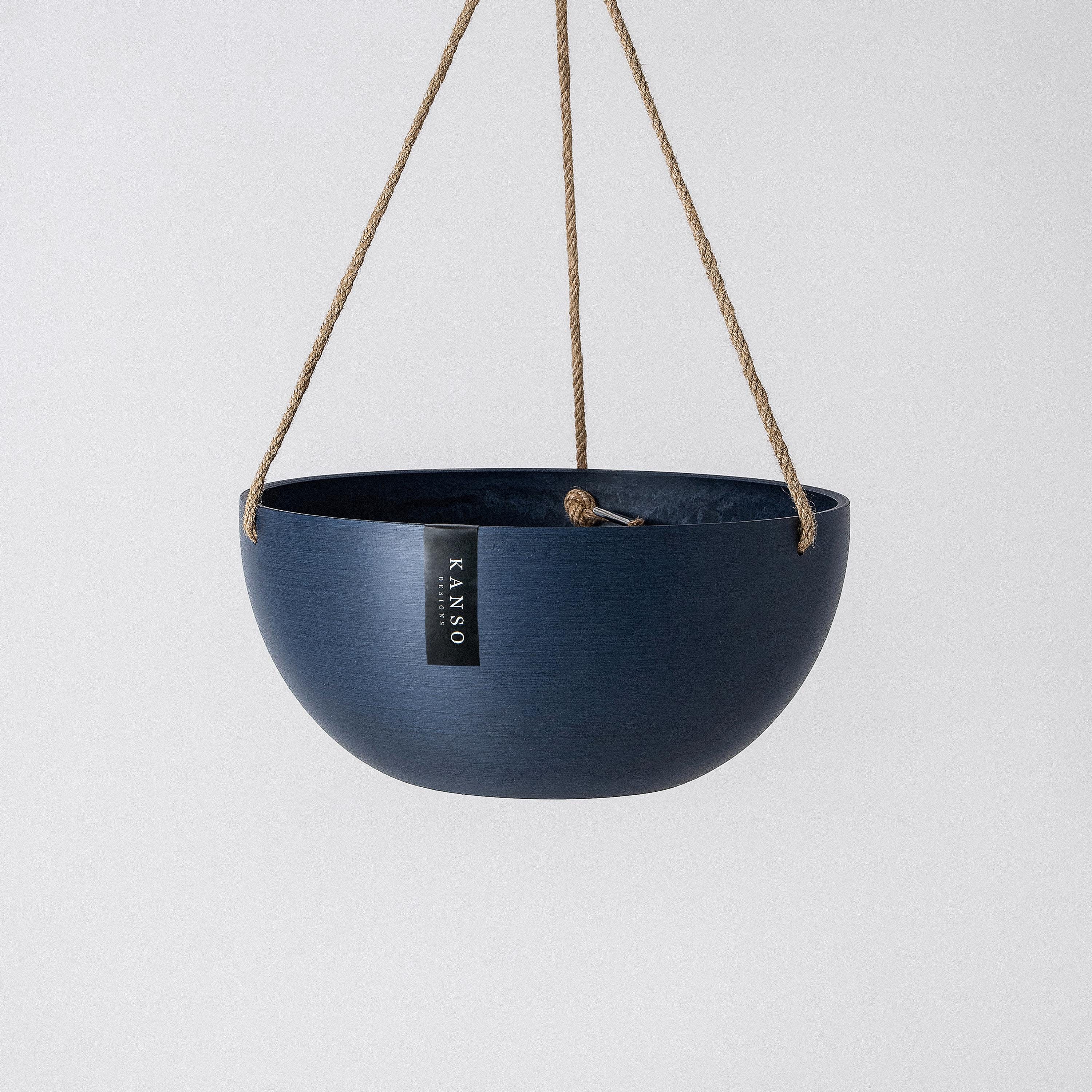 12" Hanging Planter Pot With Drainage Hole & Plug | Large Black Hanging ...