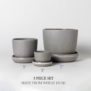 3 Set Planter Pots | Plant Pot With Drainage Hole & Saucers | Indoor ...