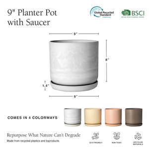 9" Planter Pot With Saucer – Drainage Hole & Plug | Modern, Eco ...