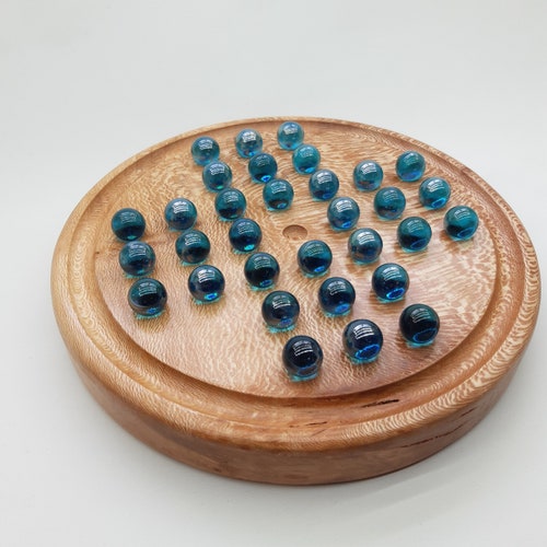 Solitaire Walnut Game Board With Mineral Marbles - Etsy