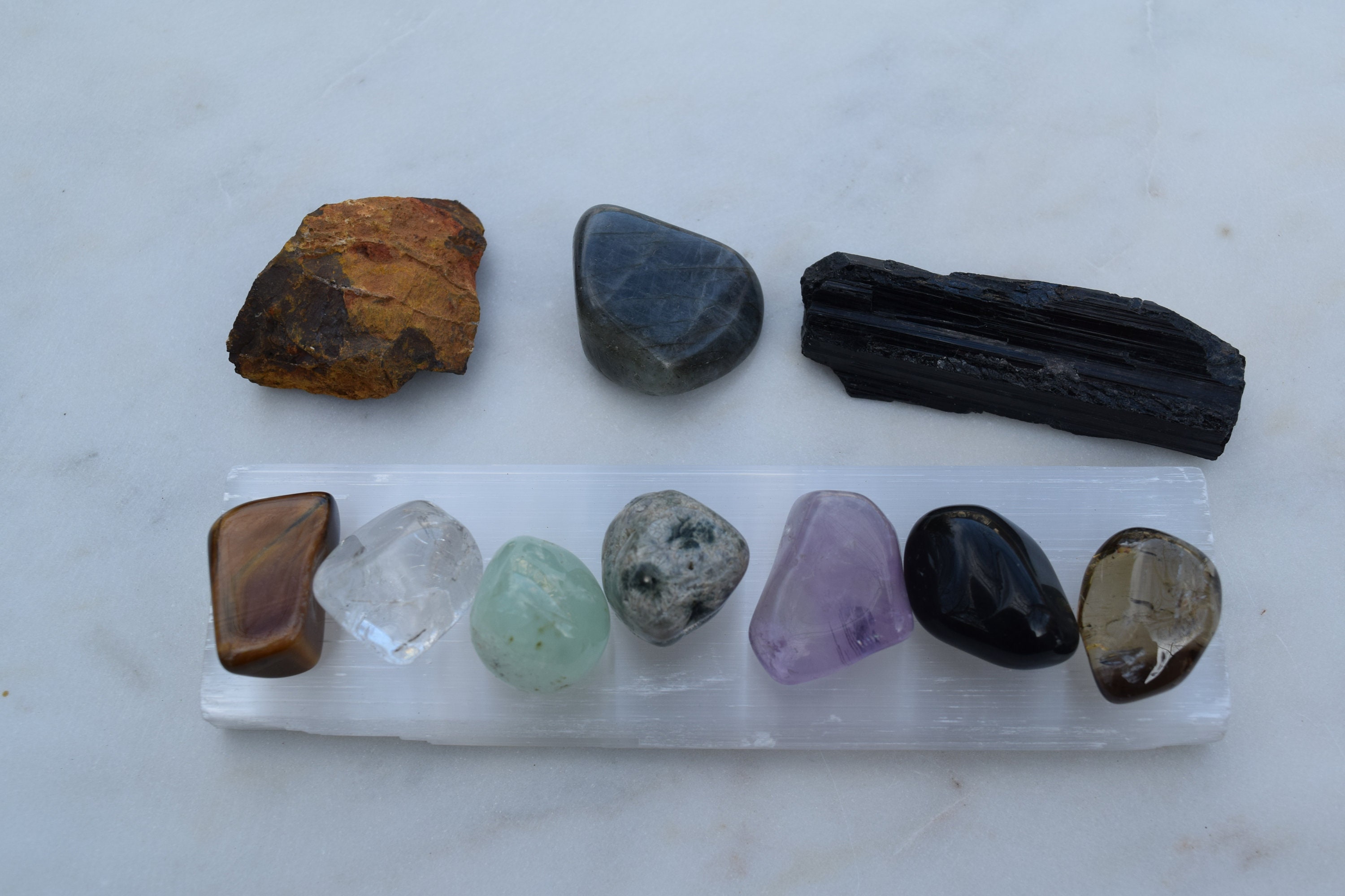 11 pcs protection crystals and selenite charging plate gift | Etsy