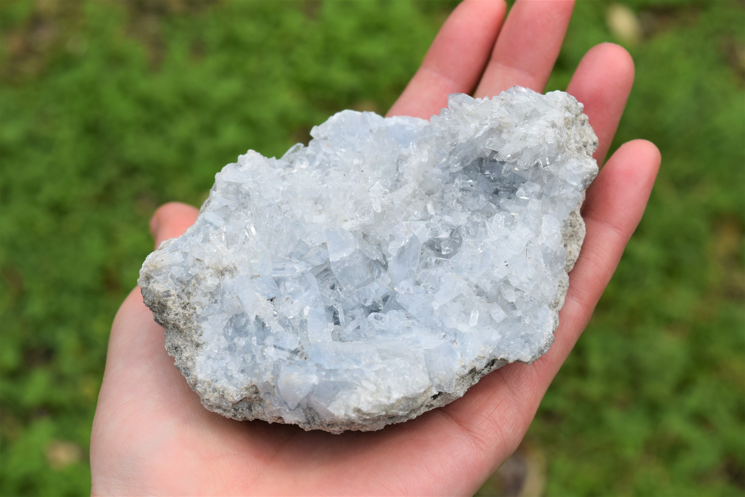 Large 1 lb pale celestite cluster geode from Madagascar | Etsy