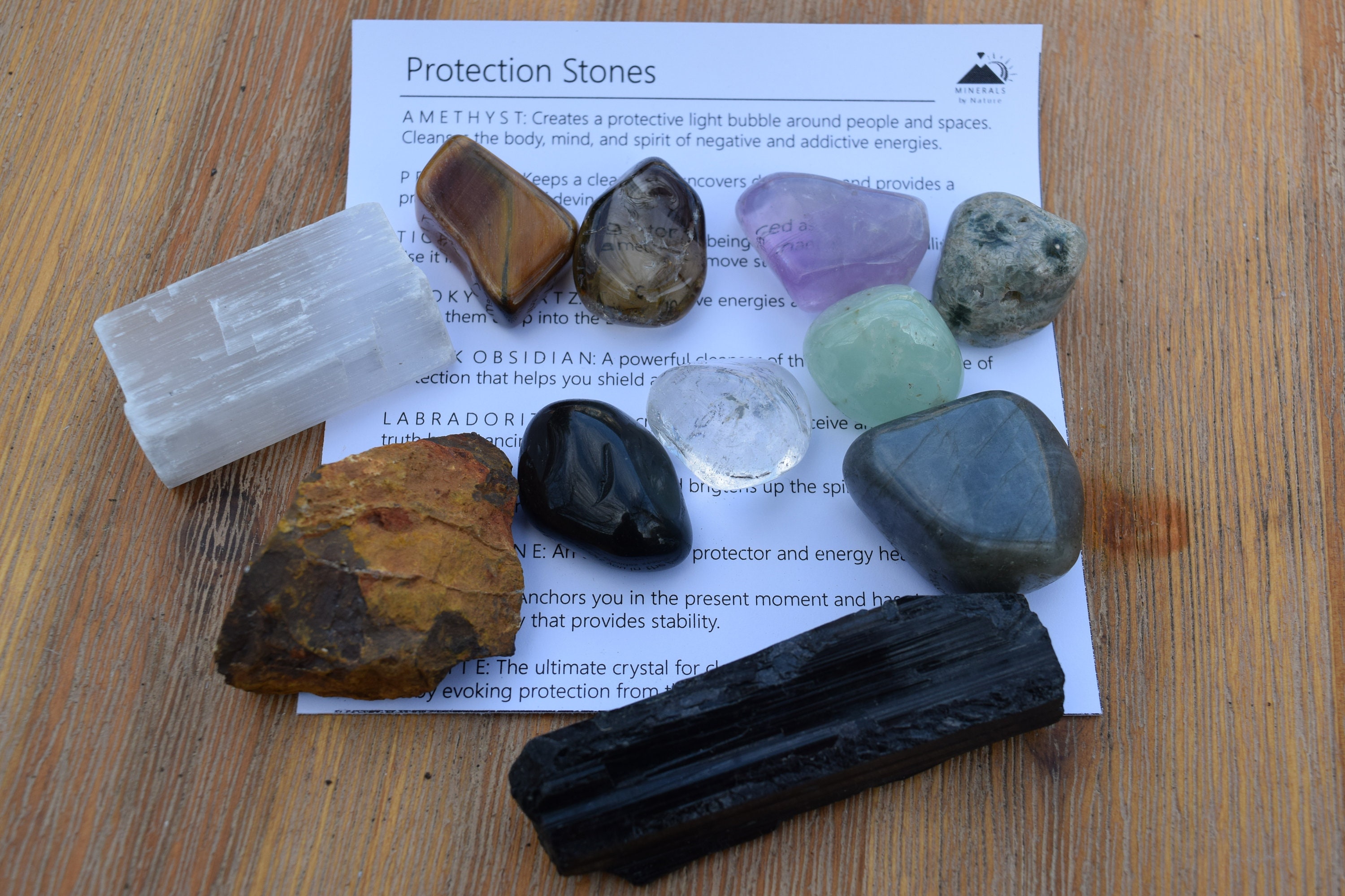 11 pcs protection crystals and selenite charging plate gift | Etsy