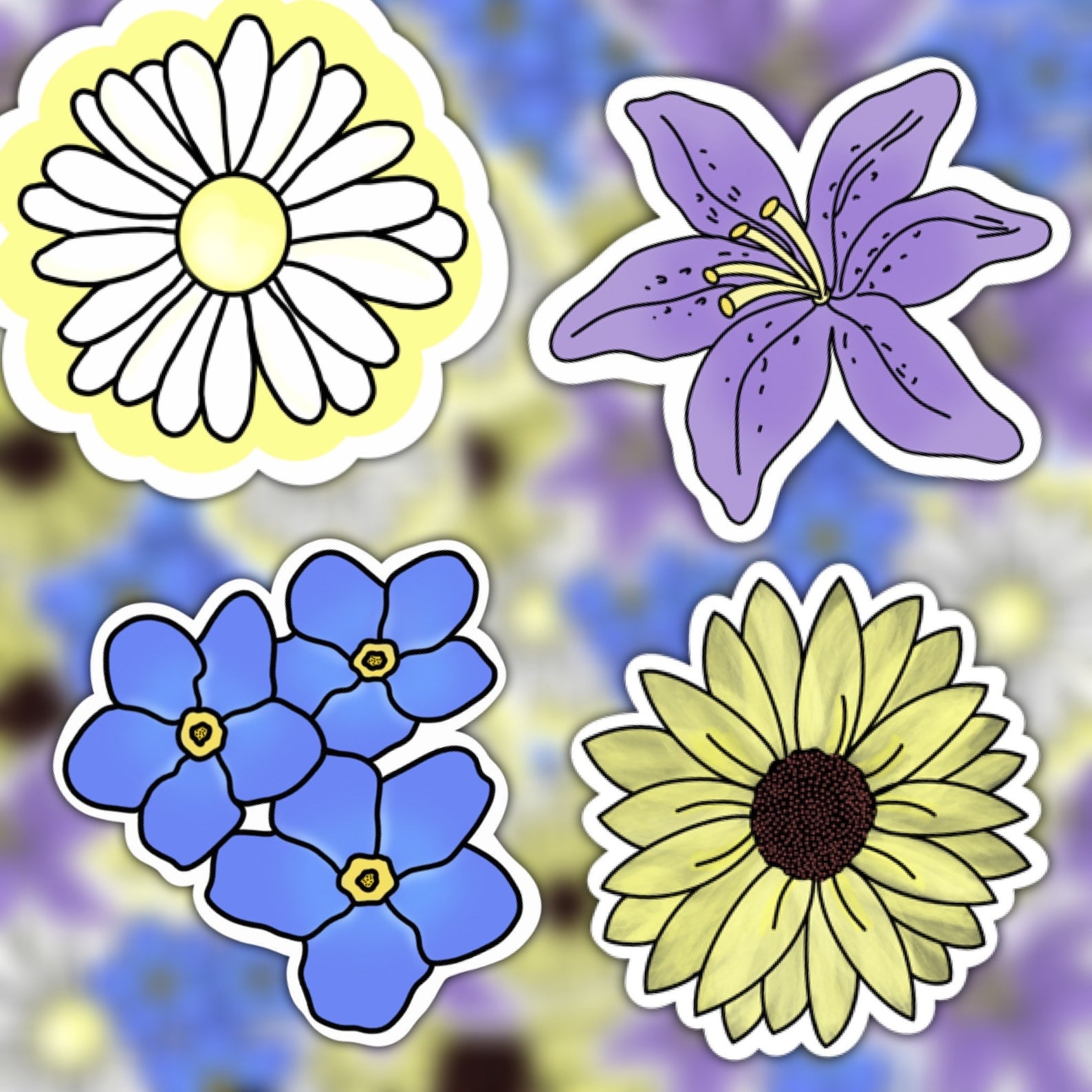 Paquete de pegatinas de flores Pegatinas impermeables - Etsy México