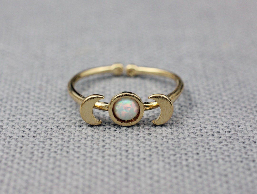 Moon Phases Opal Point Ring moon Phase Jewelry Celestial - Etsy