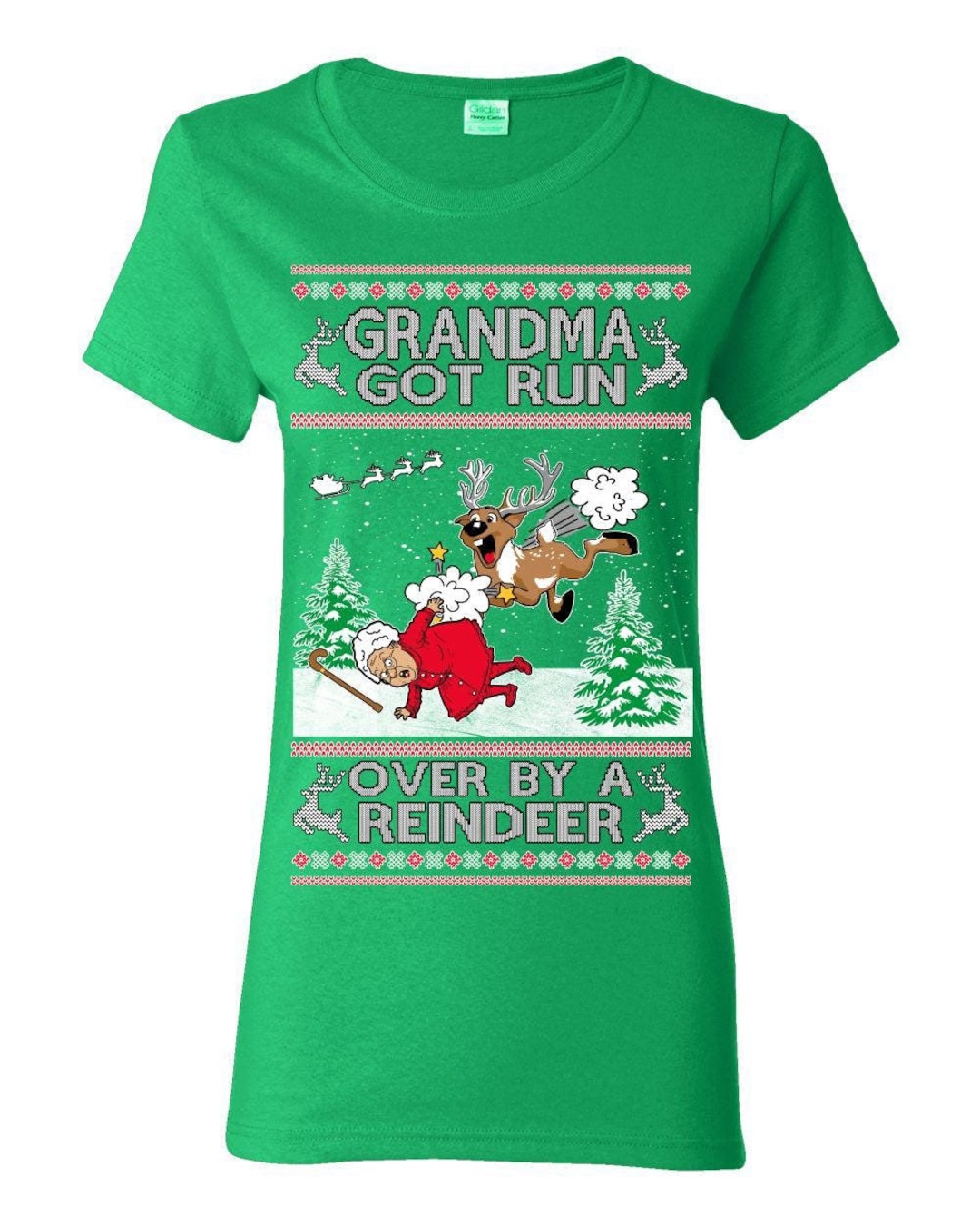 Grandma Got Run Over by a Reindeer, Funny Animated Design Rein Deer ...