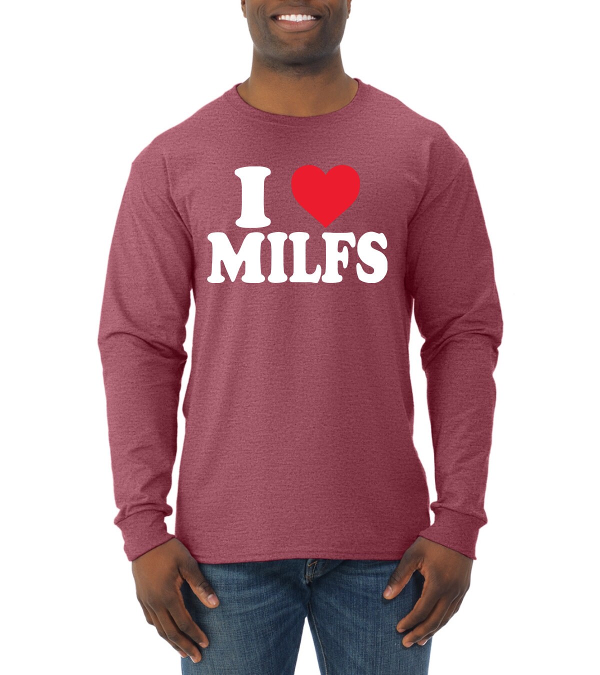 I Love Milfs Funny Longsleeve I Heart Hot Moms Offensive Etsy