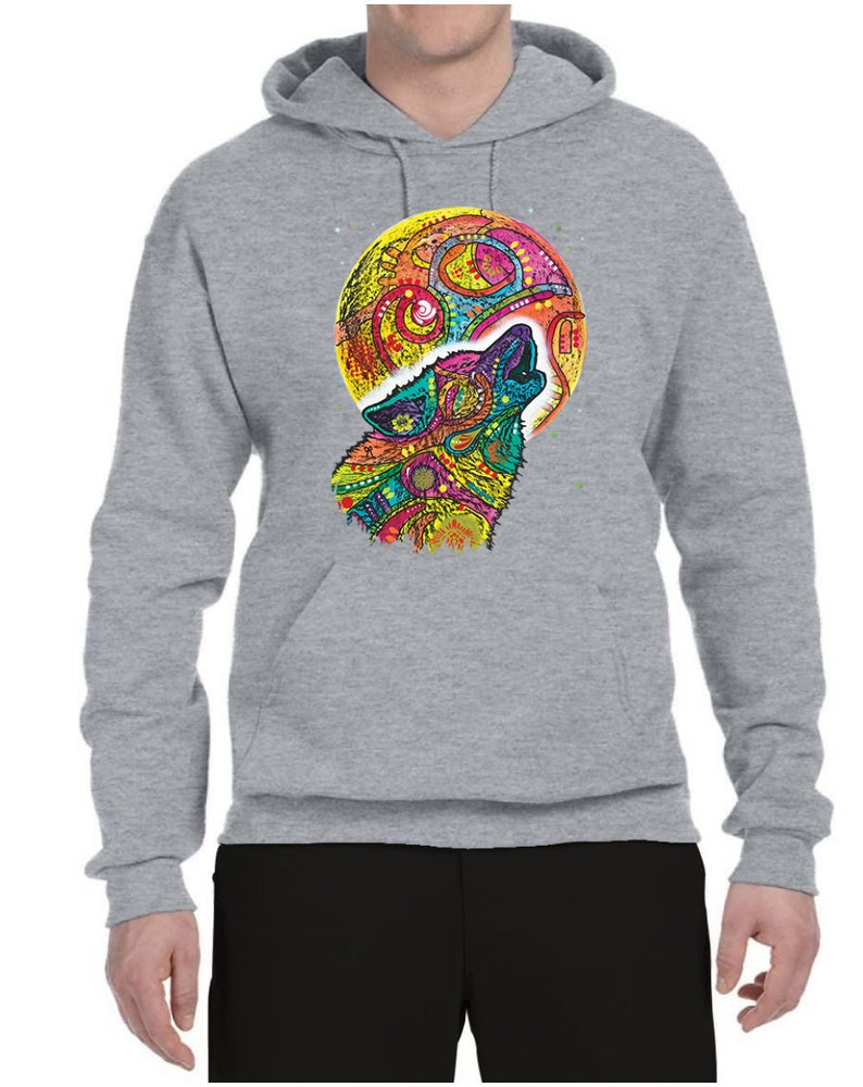 Neon Howling Wolf at Moon Dean Russo Art Animal Lover Unisex | Etsy