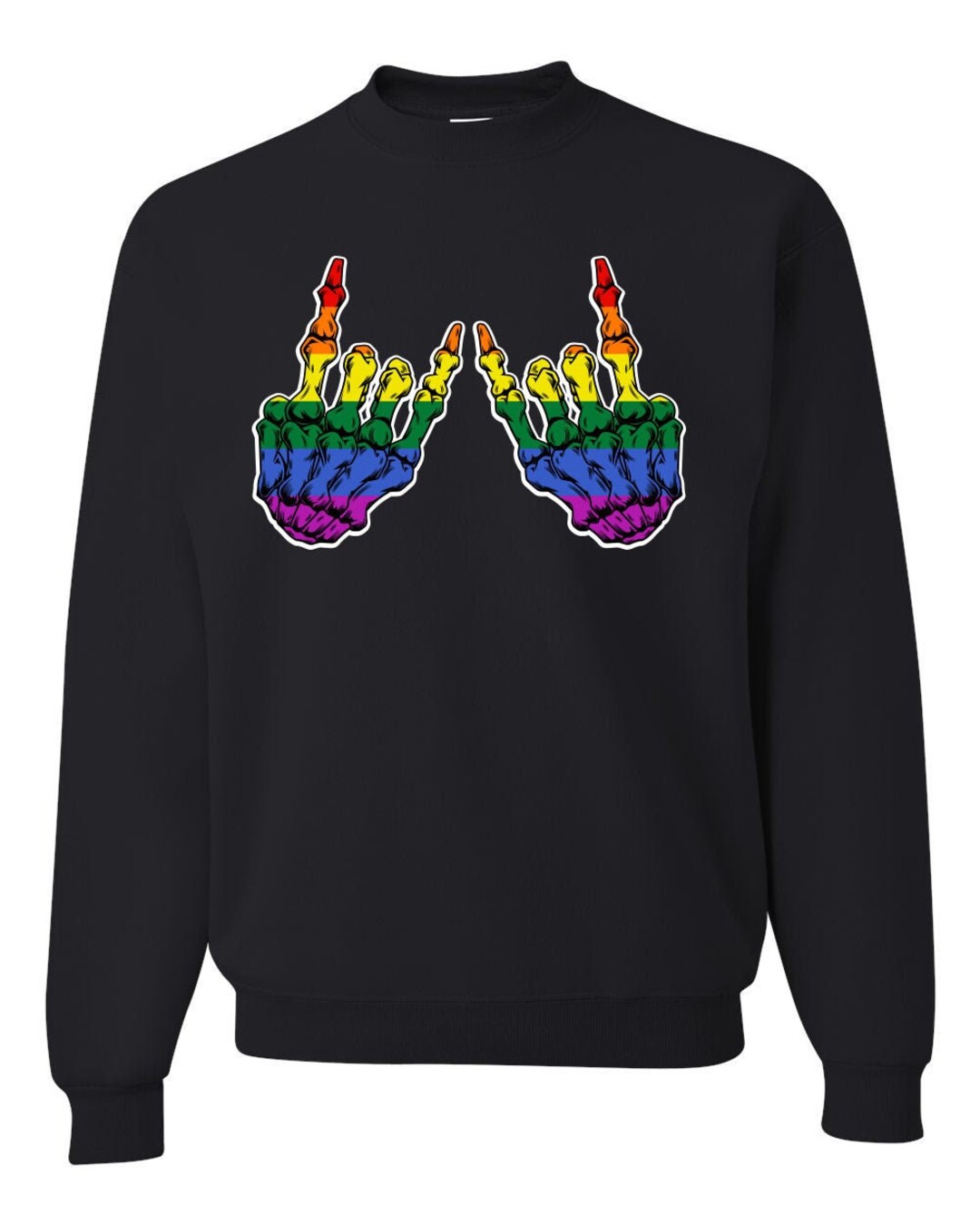 Pride Flag Rocker Skeleton Hands, LGBTQIA Pride, Queer Art, Queer Merch ...