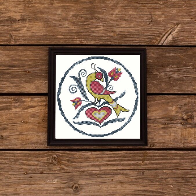 Pennsylvania Dutch Hex Sign Series - "distelfink" - Cross Stitch ...