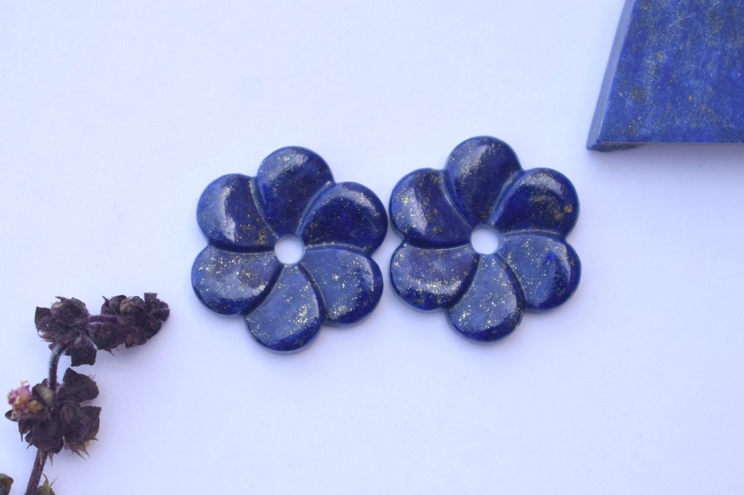 Lapis Lazuli Flower Carved Gemstone, Loose Carving for Jewellery ...