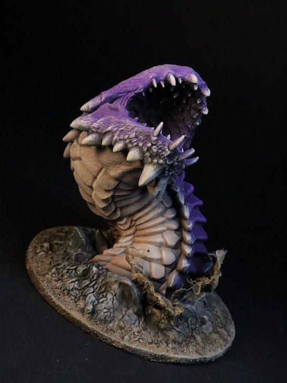 D&D Purple worm monster miniature DnD Dungeons and dragons | Etsy