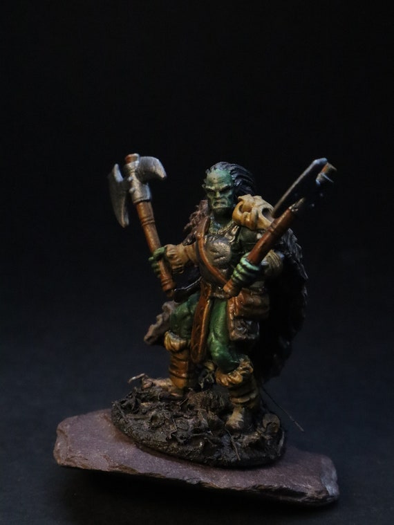 D&D Ork fighter barbarian Miniature Dungeons and dragons | Etsy
