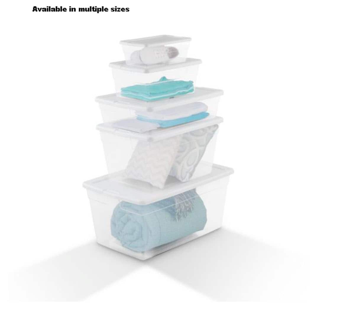 Sterilite 6 Quart/5.7 Liter Storage Box, White Lid With Clear Base pack ...