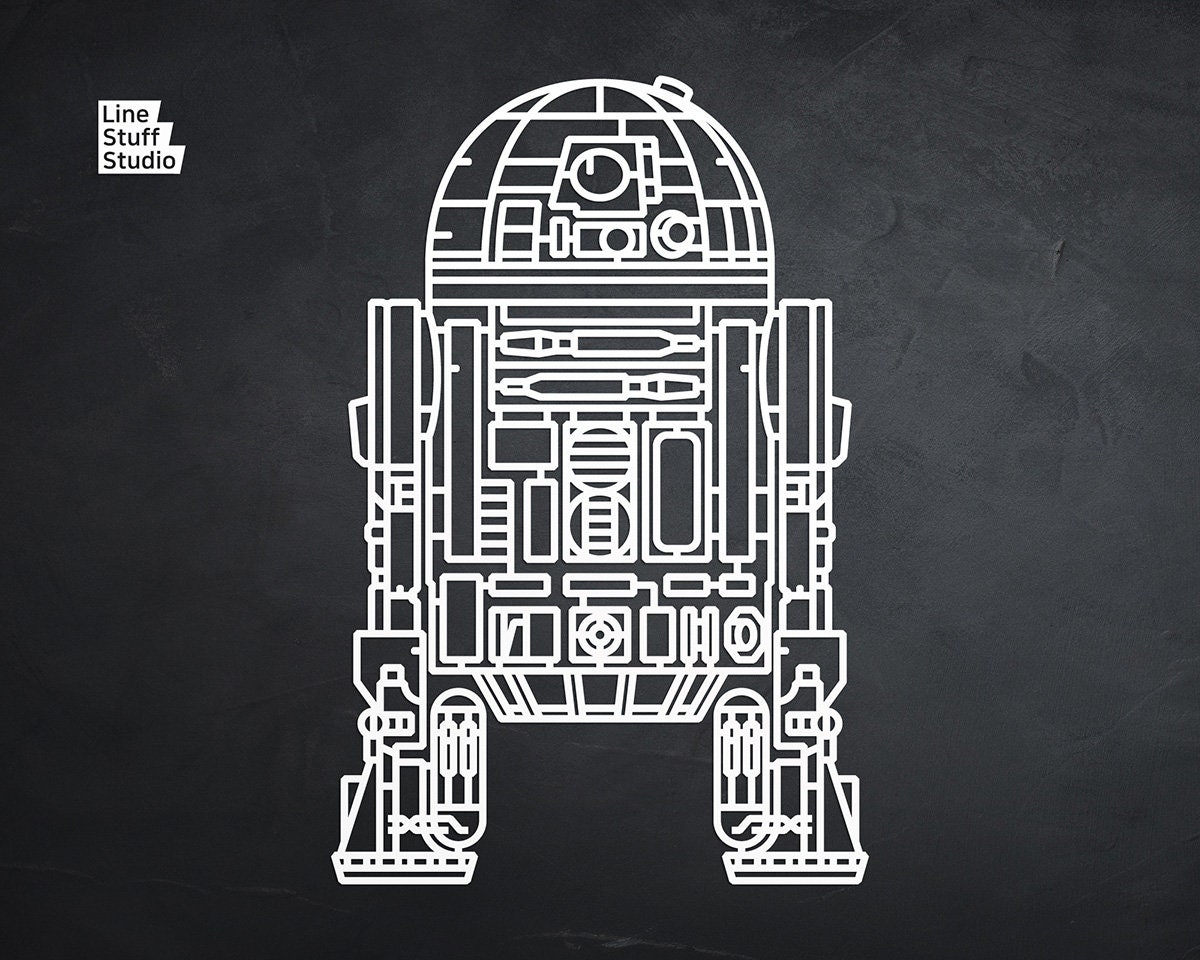 Star Wars Line Art R2D3 Papercut Template Machine Cut Papercutting Geek ...