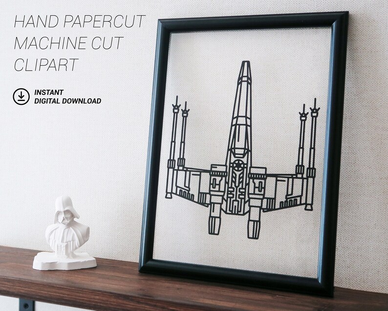 Star Wars Line Art X-wing Starfighter Papercut Template Papercutting ...
