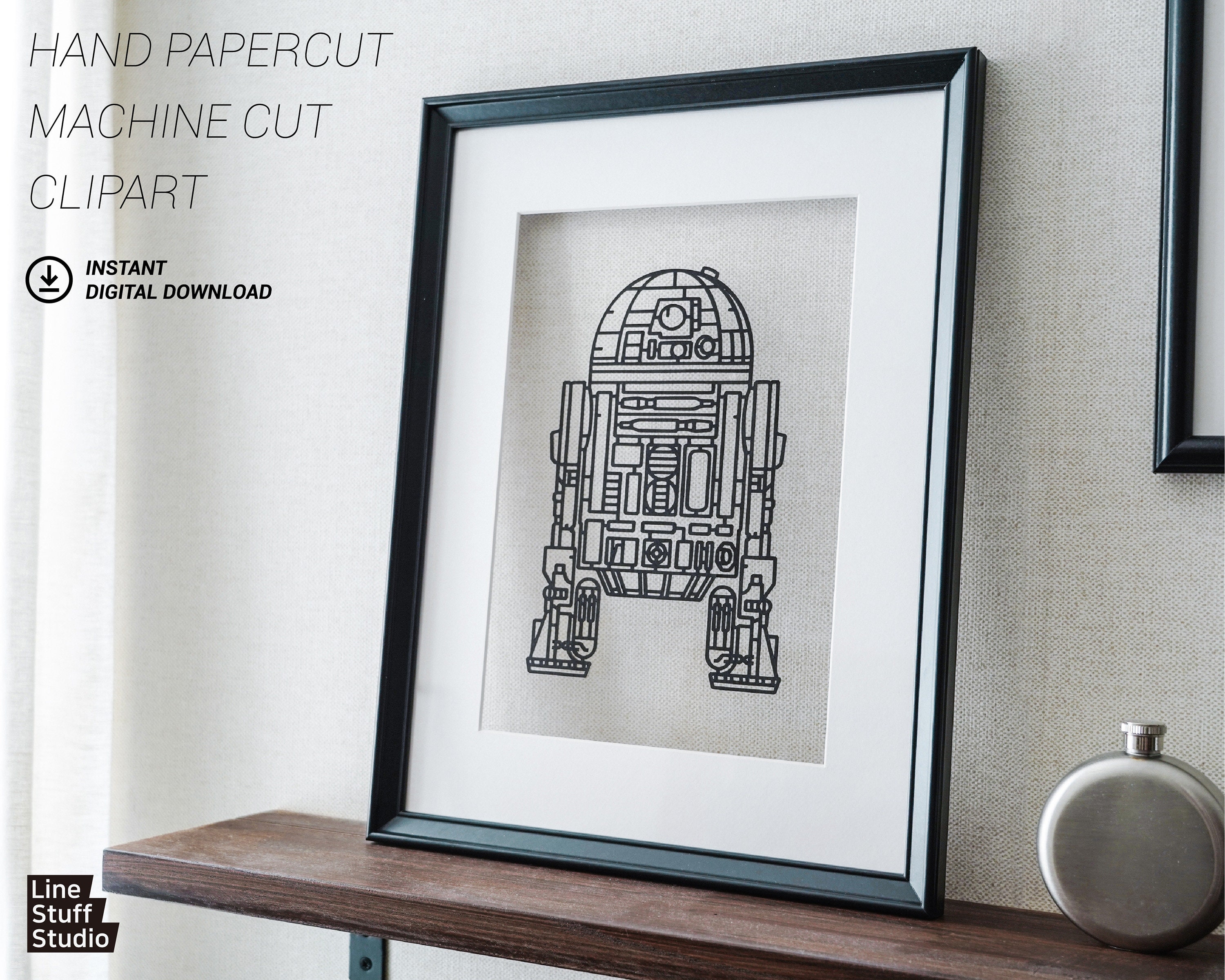 Star Wars Line Art R2D3 Papercut Template Machine Cut Papercutting Geek ...