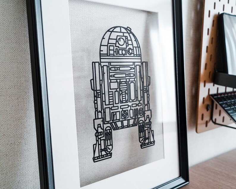Star Wars Line Art R2D3 Papercut Template Machine Cut Papercutting Geek ...